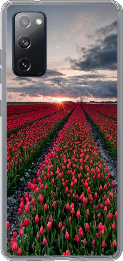 Samsung Galaxy S20 FE hoesje - Een rood tulpenveld in het noordoosten van Nederland -... | bol
