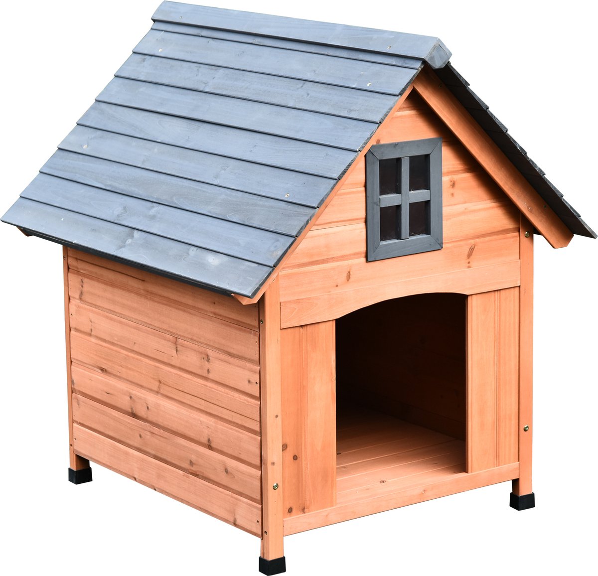 PawHut Hondenhok in hutstijl, hondenhok, vurenhout, naturel D02-032 ...
