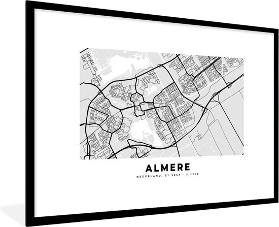 Fotolijst incl. Poster - Plattegrond - Almere - Nederland - 120x80 cm ...