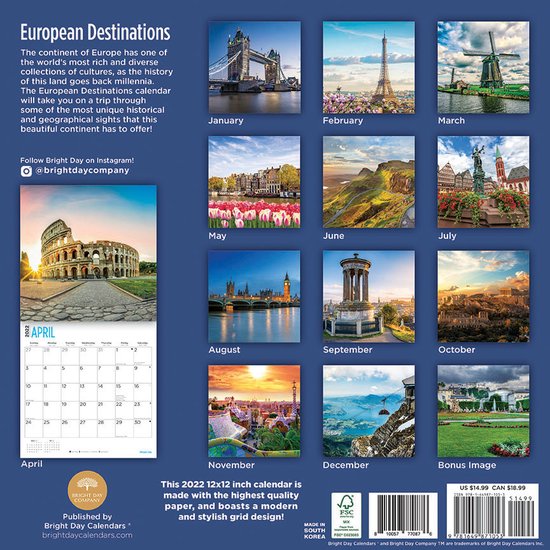 European Destinations Kalender 2022 | bol.com