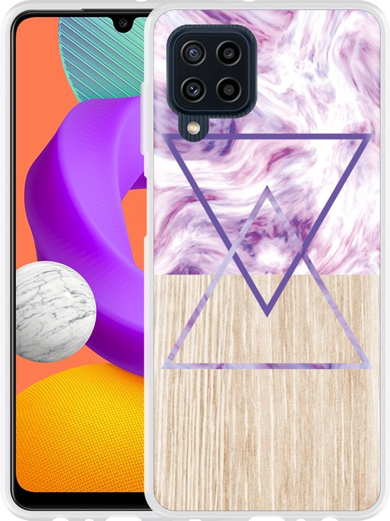 Hoesje Geschikt voor Samsung Galaxy M22 Color Paint Wood Art | bol