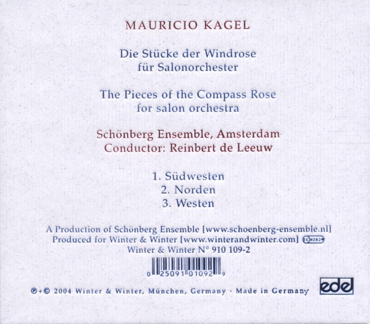 Schoenberg Ensemble - Die Stucke Der Windrose (CD), M. Kagel | CD ...