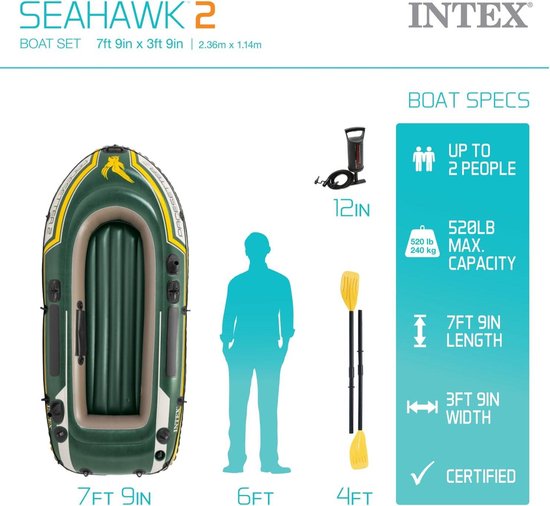 Opblaasboot Seahawk Boot Set 2-Persoons - Opblaasbare Boot 236cm x ...