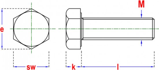 Zeskanttapbout 8.8 DIN 933 M 8x20 Zn- 200 stuks | bol
