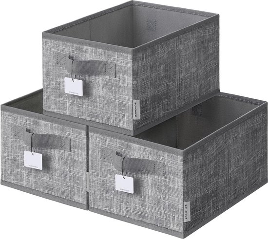 Opvouwbare stoffen opbergdozen set van 3 - 30 x 20 x 15 cm - garderobe ...