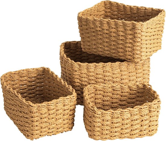 Small Wicker Hamper Set of 4 - Multifunctional Storage Baskets for ...