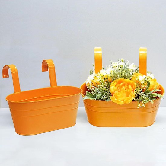 Metalen hangende bloempotten - 2 stuks - omheiningmmer - binnen en ...