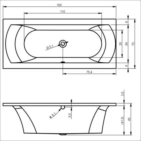 Ligbad Riho Lima 160 cm x 70 cm | bol