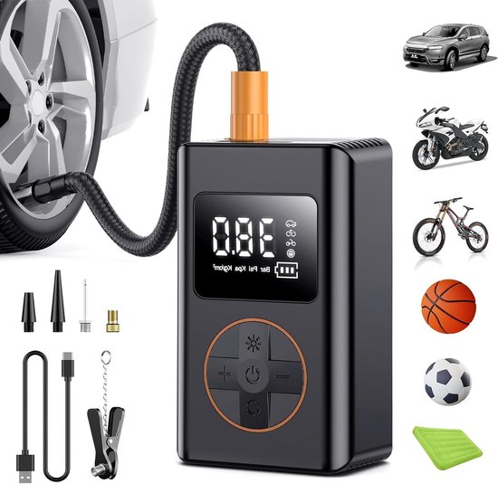 Fietspomp Elektrische luchtpomp draagbare 150 psi met 6000 mAh accu - Compressor... | bol