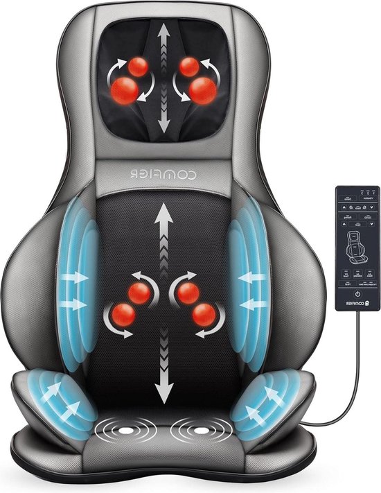 Shiatsu Massagekussen voor rug en nek met warmte 2D/3D kneedmassage ...