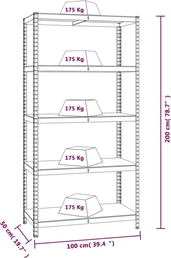 vidaXL Schap - Schappen - Opbergrek - Industriële Rekken - Opbergrekken ...