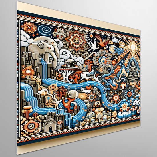 Pixel art relief schilderij | Pixelated dimension: an intricate mosaic ...