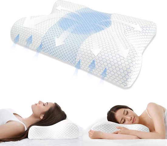 Hoogte verstelbaar traagschuim nekkussen - ergonomisch slaapkussen voor rug- zij- en... | bol