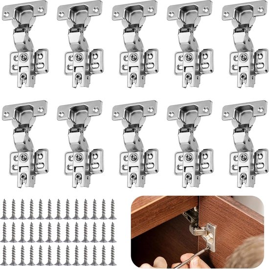 10pcs Silver Pot Ties Hinges for Cabinet Doors with Hydraulic Spring ...