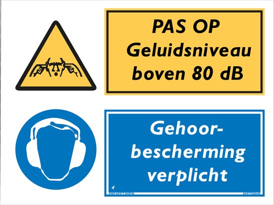 Pas op geluidsniveau boven 80 dB / gehoorbescherming verplicht ...