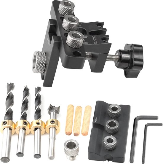 Verstelbare 3-in-1 Houtbewerking Deuvelmal Kit met Boren en Locators | bol