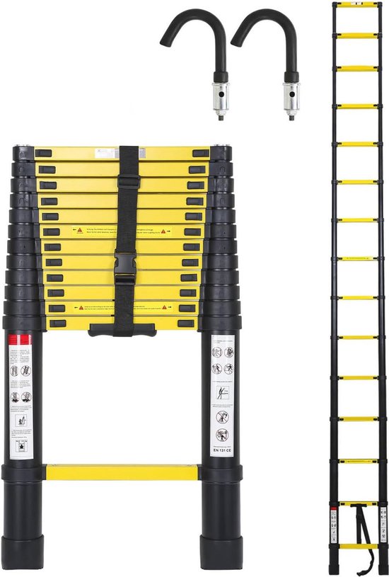 Telescoopladder met afneembare haak - Aluminium uittrekbare ...