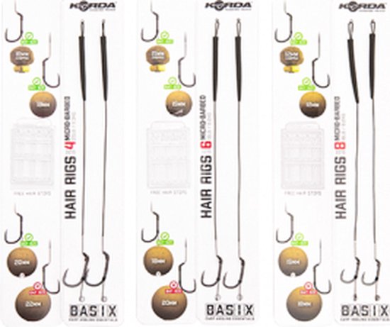 Korda Basix Hair Rigs Wide Gape - Onderlijn - 25lb - Haakmaat 4 - Groen ...