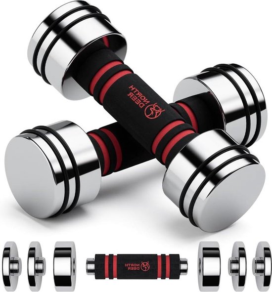 Ultracompacte verstelbare halters - 2 stuks 25 kg - stalen dumbbells ...