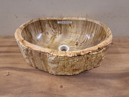 Waskom van versteend hout - 47x31x15cm - FL22758 | bol