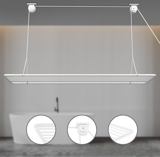 Wasrek Plafond Kledinghanger 140x50cm - Mini Verticaal Opvouwbare ...