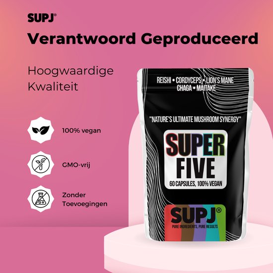 SUPJ - Super Five Mushroom Mix Capsules 60 Stuks - 400mg per capsule ...