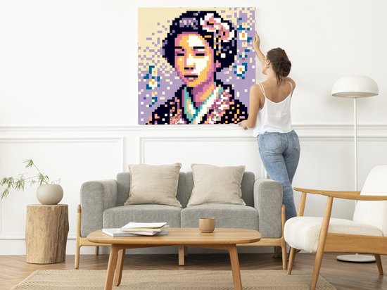 Pixel art vrouw schilderij | Pixelated beauty: A digital masterpiece of ...