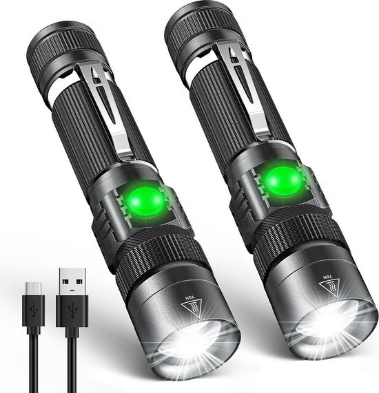 Oplaadbare Led-zaklamp - 2 Stuks - 3000 Lumen - Extreem Helder - 4 Modi ...