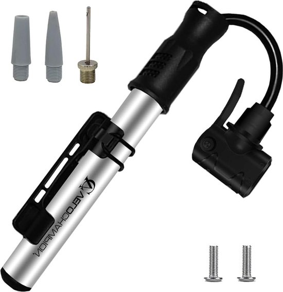 Fietspomp met drukmeter - Mini-fietspomp met dubbele klep - Draagbare ...