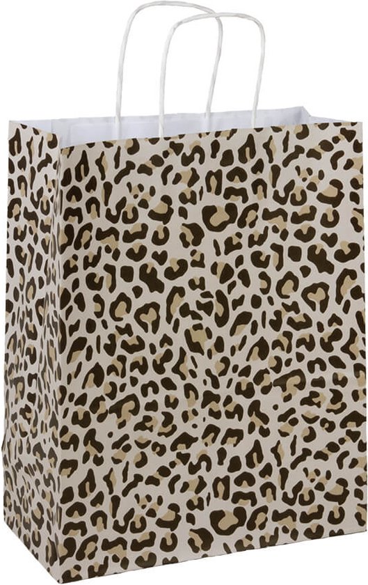 Papieren tasjes 50 stuks - Bruin en Ecru/Beige en Print / Multi colour ...
