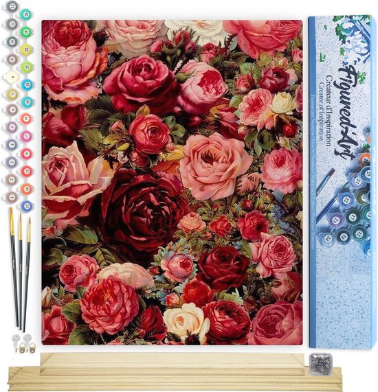 Figured'Art Schilderen op Nummer Volwassenen canvas Romantische rode ...