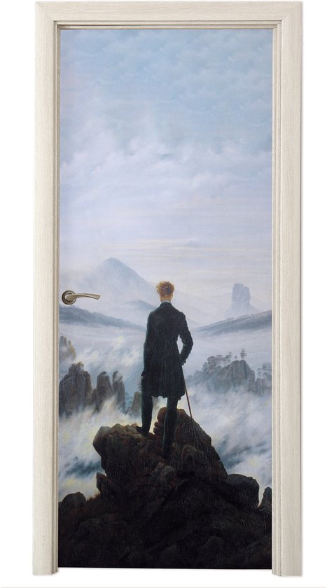 Deursticker De zwerver boven de zee van mist - Caspar David Friedrich ...