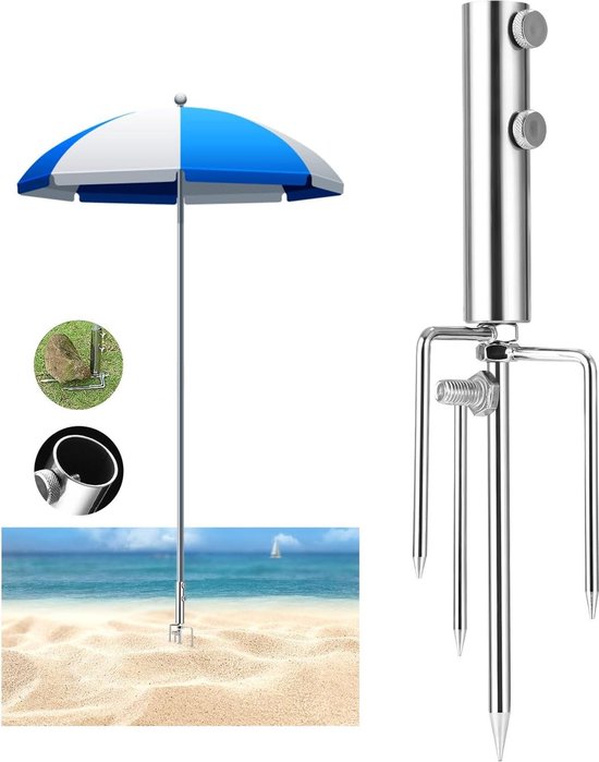Parasolvoet grondpen metaal voor strand en tuin - afneembare ...