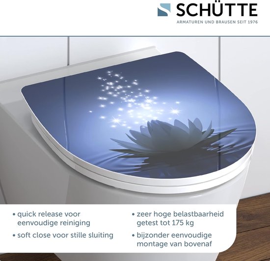 Abattant WC SCHÜTTE Abattant WC Duroplast HG WATER LILY brillant avec ...