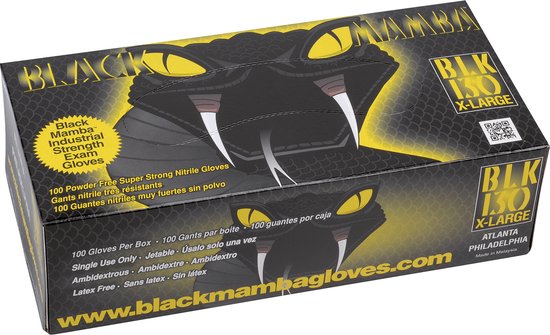 Black Mamba Black Nitrile Disposable Glove (100pcs) - Black - Medium | bol
