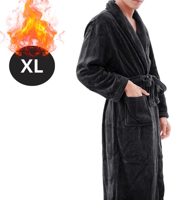 Nivard Badjas Heren - Fleece - Katoen - Badstof - Sauna - Hamam - Wafel ...