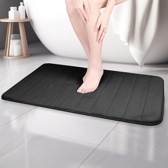 Badmat, zwart, 40 x 60 cm, traagschuim, antislip, absorberend, wasbaar ...