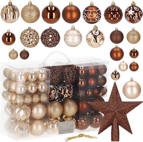 Springos Kerstballen | 101 Stuks | Bruin/ Rose Goud | bol