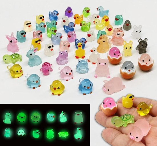 50 Pcs Luminous Mini Duck Figures - Resin Miniatures for Crafts and ...