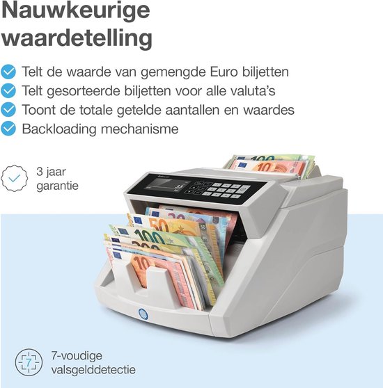 Biljettelmachine voor ongesorteerde biljetten met waardetelling en 7 ...
