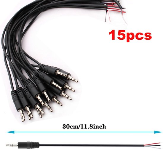 3-polige 3,5 mm TRS jack plug audio stekker van 30 cm met soldeerbare ...