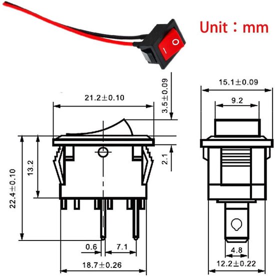 20 Mini-Tuimelschakelaars 2-Polig 6A/250V 10A/125V Aan/Uit Schakelaar Voor Auto Boot... | bol