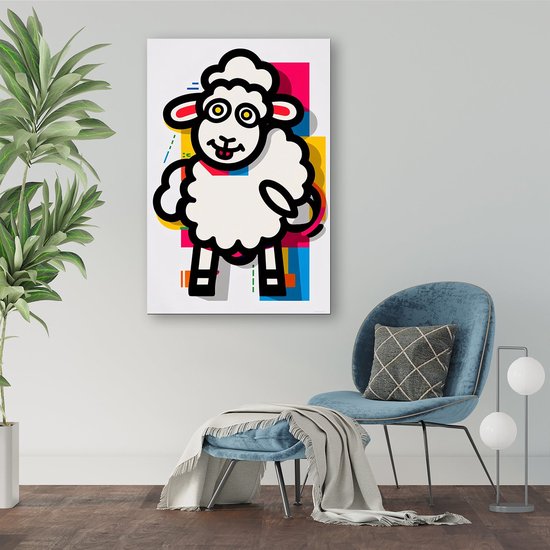 Cartoon schaap in Pop Art-stijl - Schaap wanddecoratie - Schilderijen ...