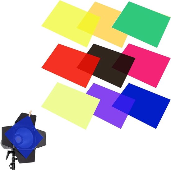 Set van 9 Transparante Kleurfilters voor LED Spots - Kleurcorrectie en ...