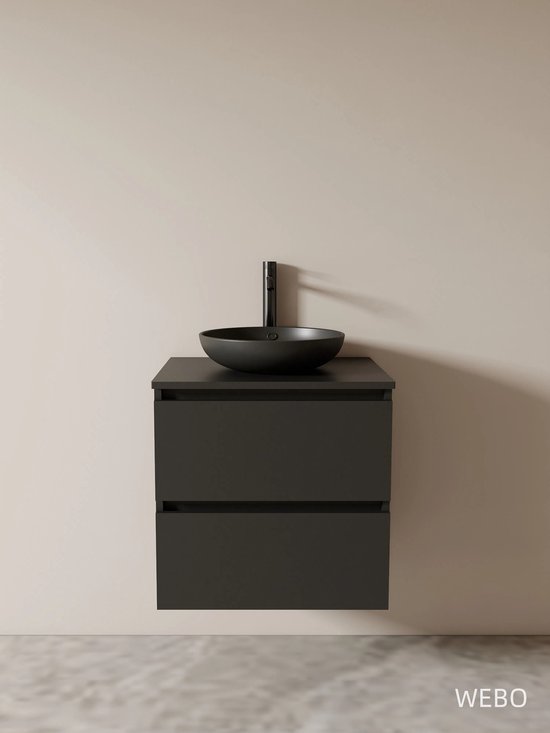WEBO 80cm Sydney badkamermeubel volledige set INCLUSIEF mat 1 zwarte ...
