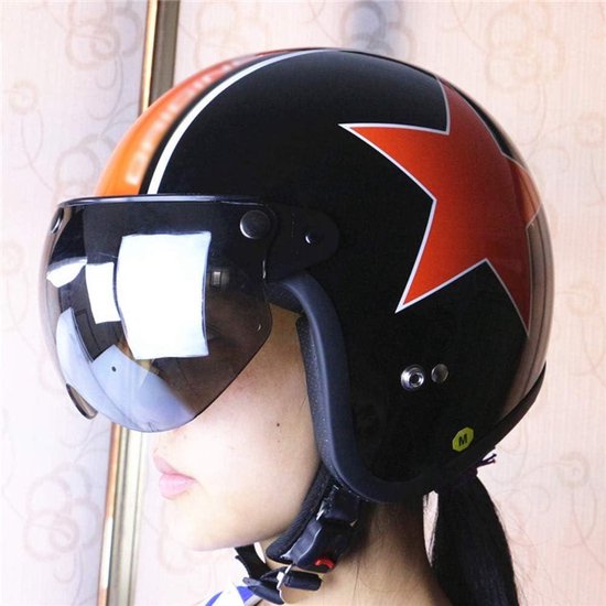Universal Motorcycle Helmet Lens Retro Visor with 3 Push Buttons ...