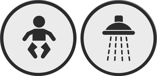 12.5 cm Rond 2 bordjes Baby verschonen en douchen toilet Wit - Zwart ...