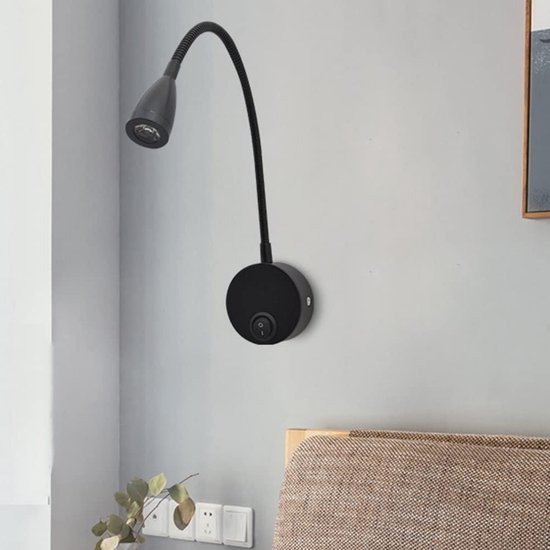 Leeslamp - LED-leeslamp voor aan de muur - 3W-bedlamp - Zwanenhalslamp ...