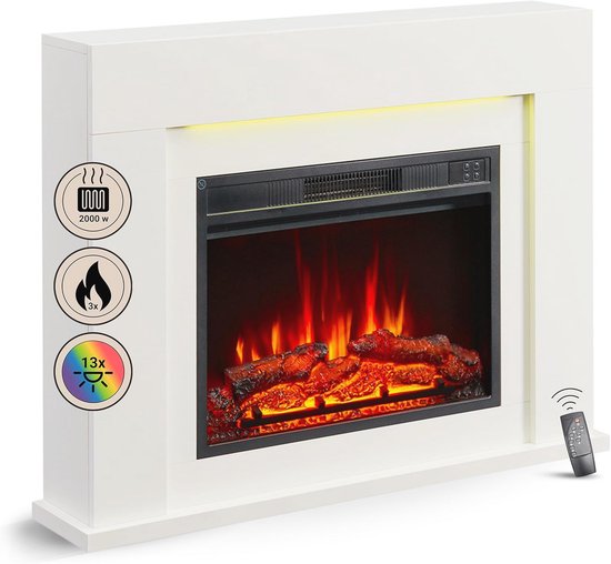 Elektrische open haard met 3D-vlameffect en LED-sfeerverlichting ...