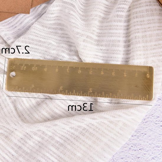 Gegraveerde Bladwijzer Ruler - Goud Messing 12/15cm - Handige Mini ...